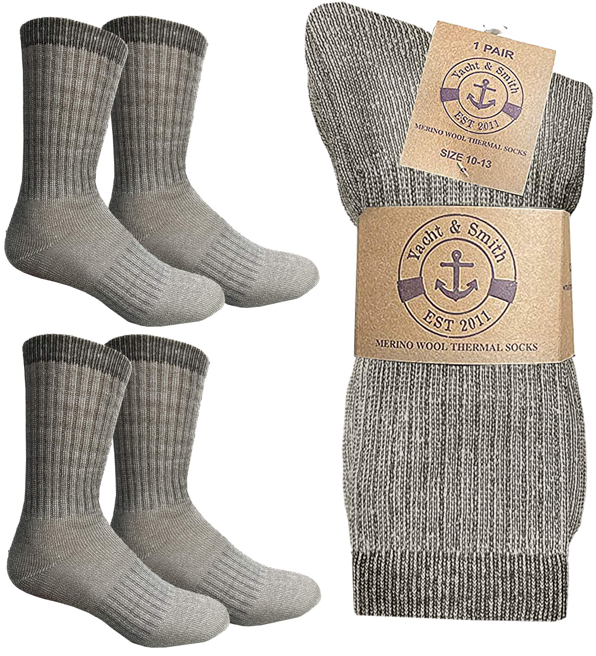 Yacht & Smith 4 Pairs Merino Wool Thermal Boot Socks for Hiking, Trail, Hunting, Winter
