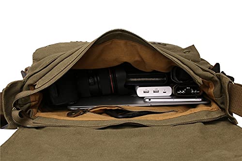 Sechunk Canvas Leather Messenger Bag Shoulder Cross Body Men Military Travel Laptop Camera Purse small-13ββ