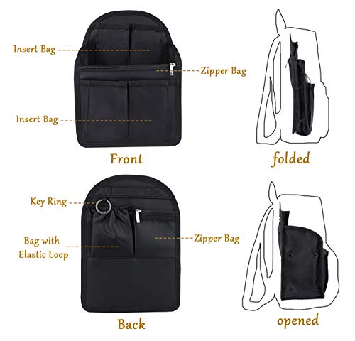 Segaty Veesoo Mini Backpack Organizer Insert, Functional Small Backpack Insert Organizer for Rucksack Diaper Bag Black