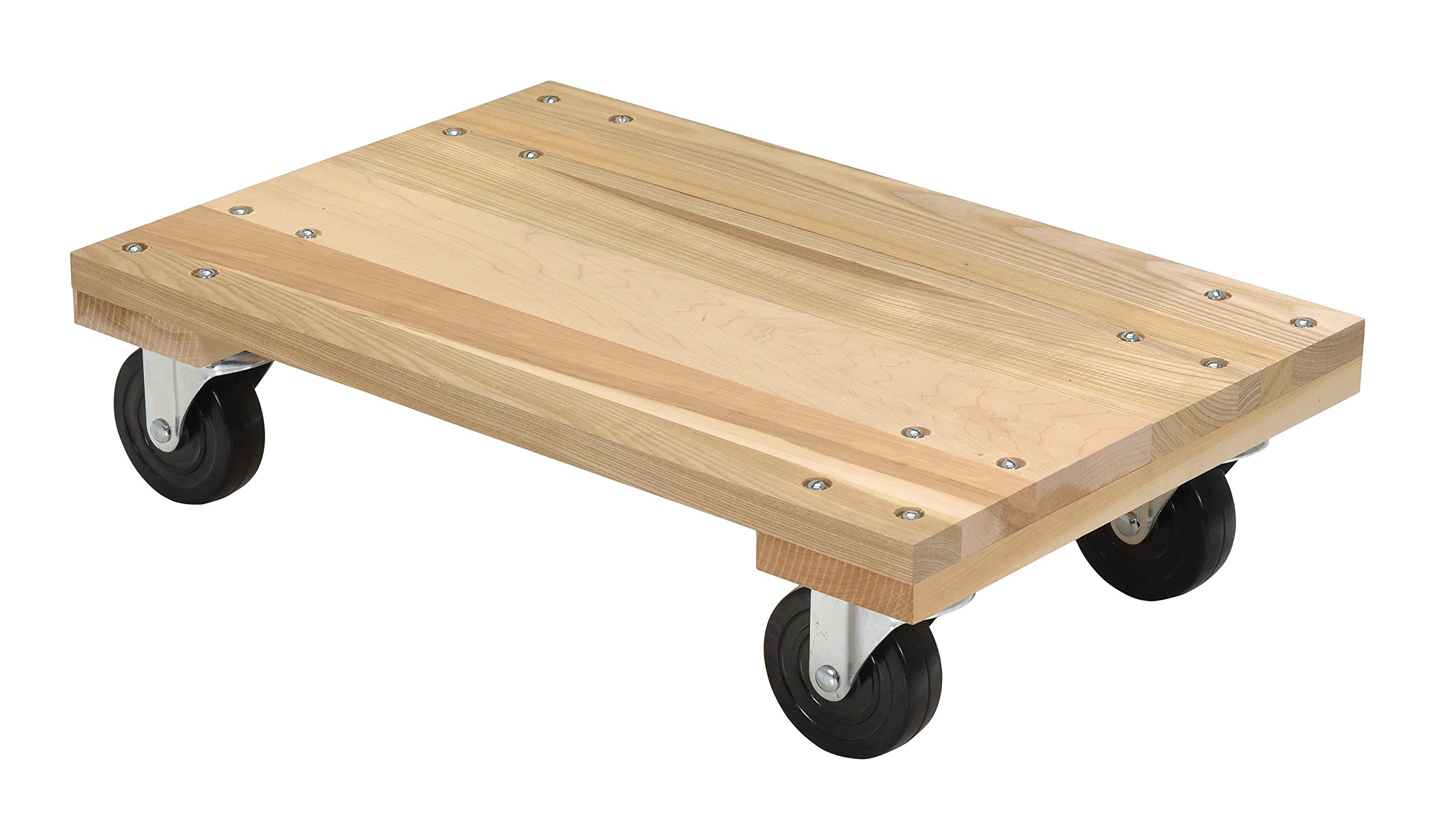 Vestil HDOS-1624-12 Solid Deck Hardwood Dolly with Hard Rubber Casters, 1200 lbs Capacity, 24" Length x 16" Width x 6-3/4" Height, Brown