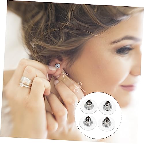 VILLCASE 400 Pcs Stud Plugs Rubber Earring Stoppers Earring Backs for Droopy Ears Disc Earring Backs Iron Earring Backs Stud Earring Back Earring Backs Rubber Backrest Plastic