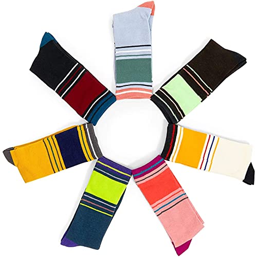 Zodaca Retro Striped Crew Ankle Socks for Women (7 Pairs)