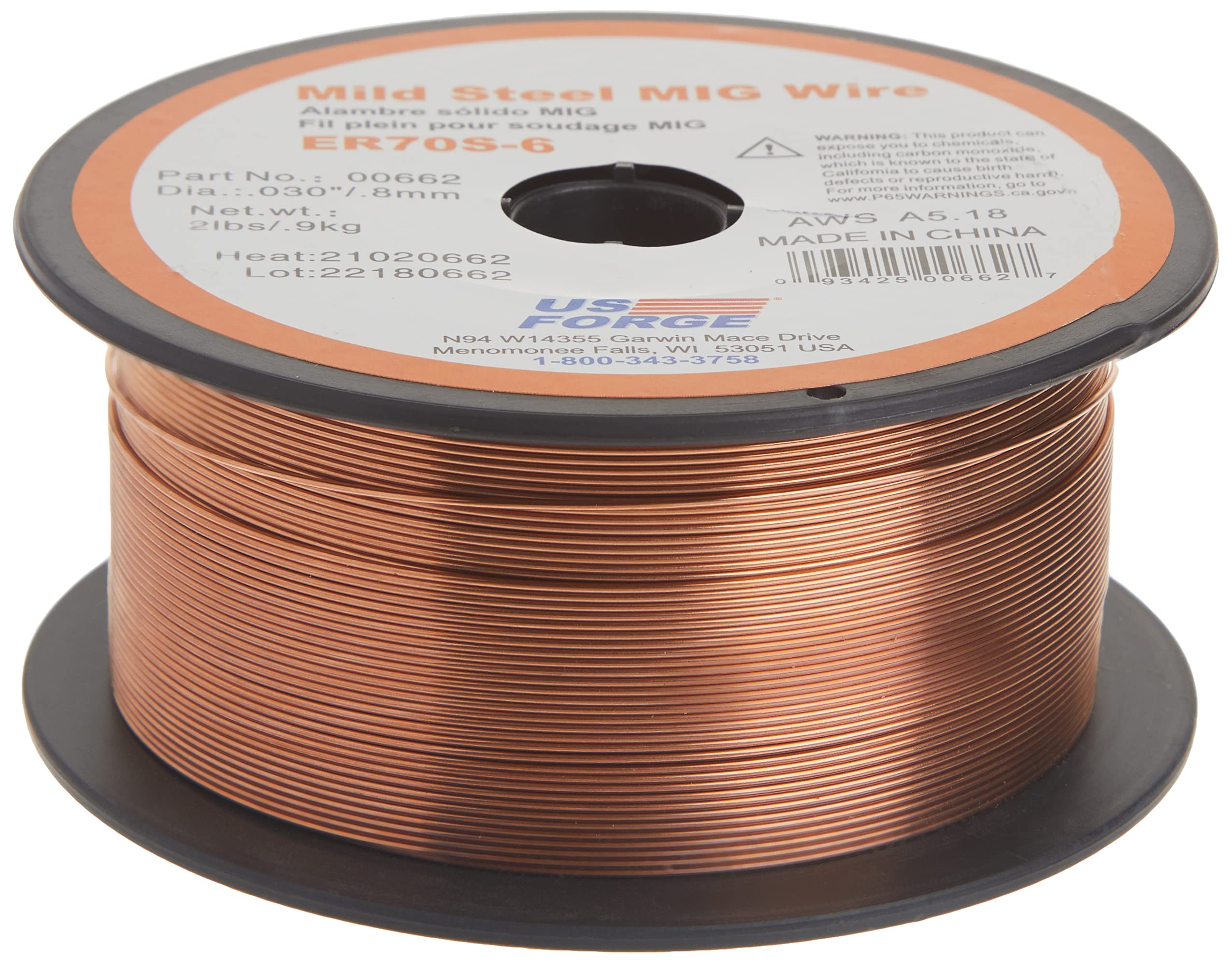 US Forge Welding Solid Mild Steel MIG Wire .030 2-Pound Spool #00662