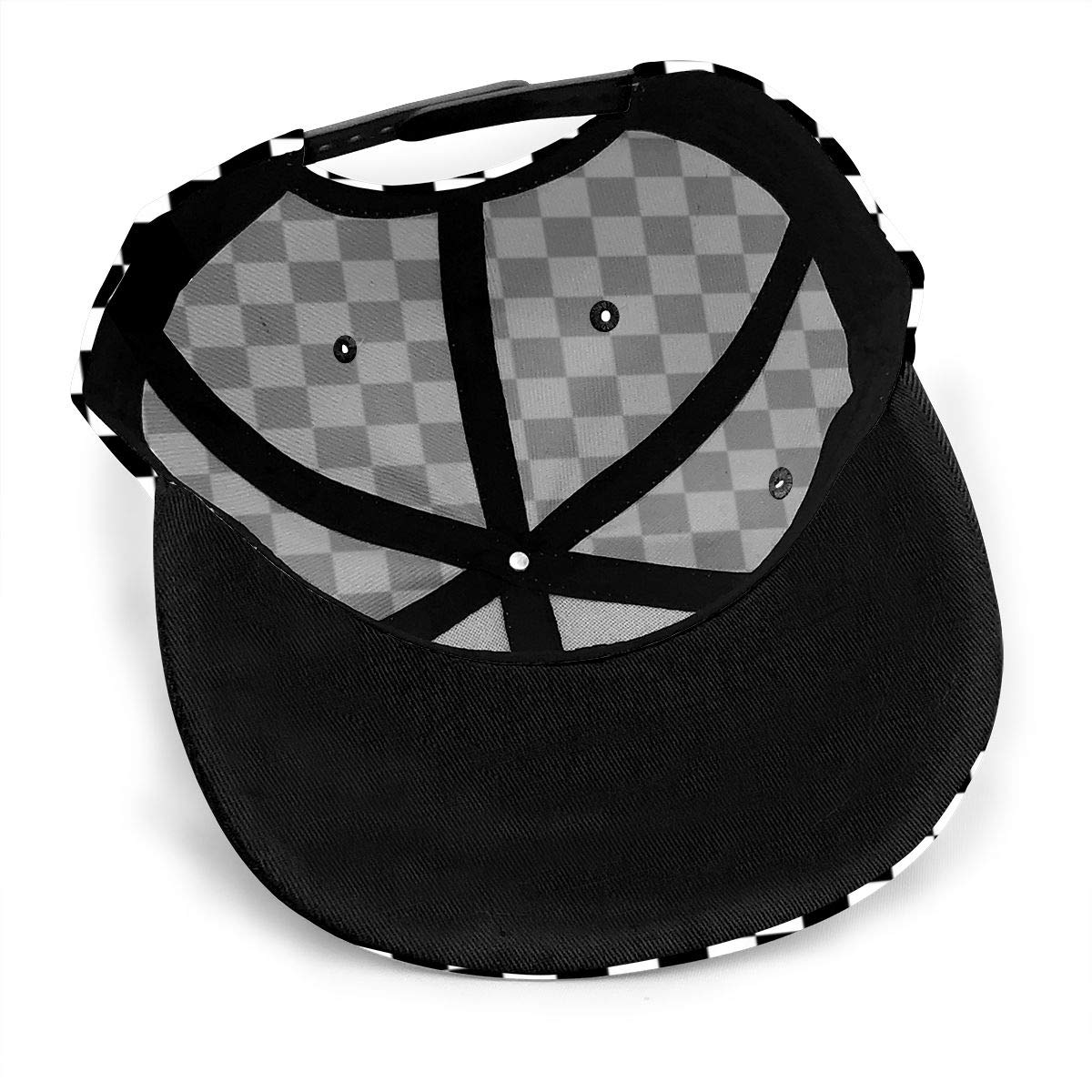 YEGFTSN Baseball Cap Men Women - Black White Checkerboard Adjustable 3D Printed Snapback Flat Bill Hip Hop Hat