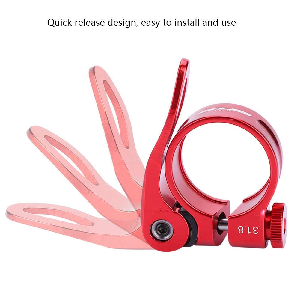 VGEBY1 Seatpost Clamp, Bicycle Seat Post Lock Quick Release Aluminum Alloy Cycling Part Seatpost Clip(31.8mm-Red)
