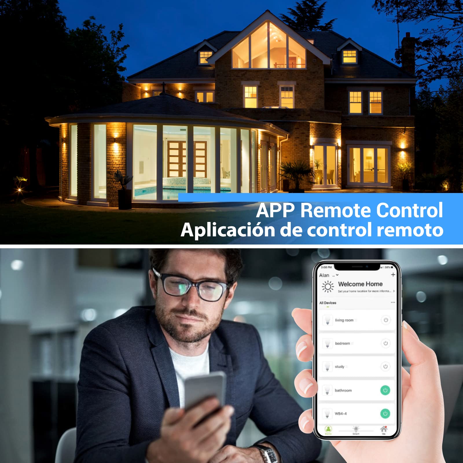 Torkase Smart Light Bulbs Work with Alexa and Google Home -No Hub Required, WiFi LED Bulb 2700K Warm White to 6500K Daylight Dimmable, 10W WiFi Light Bulb, APP Remote Control, 2.4Ghz Only, 4 Pack