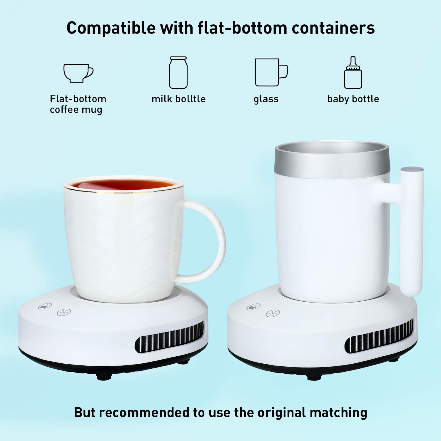 YEOSEN Coffee Mug Warmer and Cooler - 2 in 1 Beverage Warmer and Drink Cooler with Mug, Auto Shut Off Mug Cooler and Warmer for Office Desk Use (Up to 131F or 46F), White