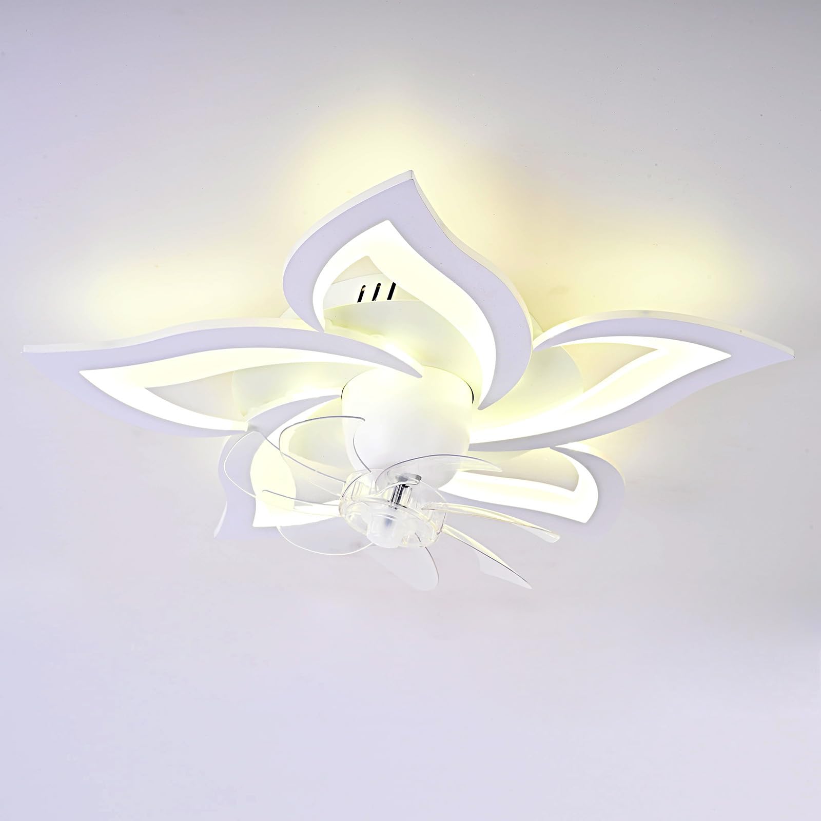 viniv 19'' Low Profile Ceiling Fan with Lights Remote Control, Modern Flush Mount Ceiling Fan, Dimmable LED 6 Speeds Timing Ceiling Fan for Bedroom Kitchen