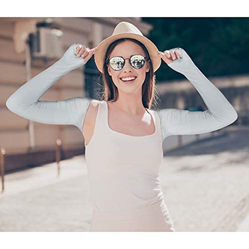 SATINIOR 4 Pairs Cooling Shawl Arm Sleeves with Finger Hole Anti-UV Arm Sleeves for Women Golfing Driving