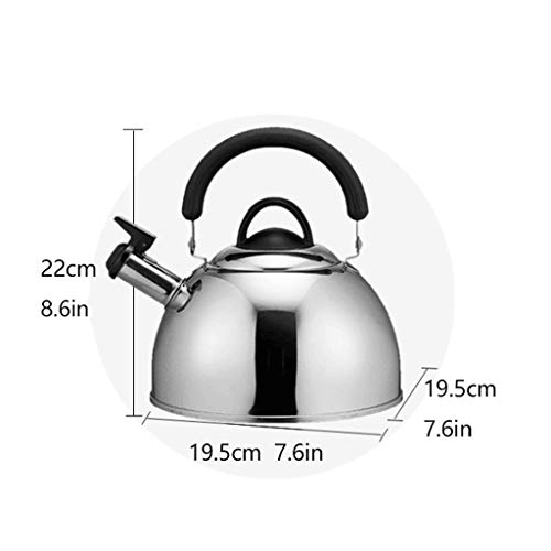 ZNZN Silver Stainless Steel Kettle Sound Kettle Stovetop Teapot with Heat-Proof Handle Classic Large Capacity (2.5L, 84.5OZ) Multifunctional Water Kettle