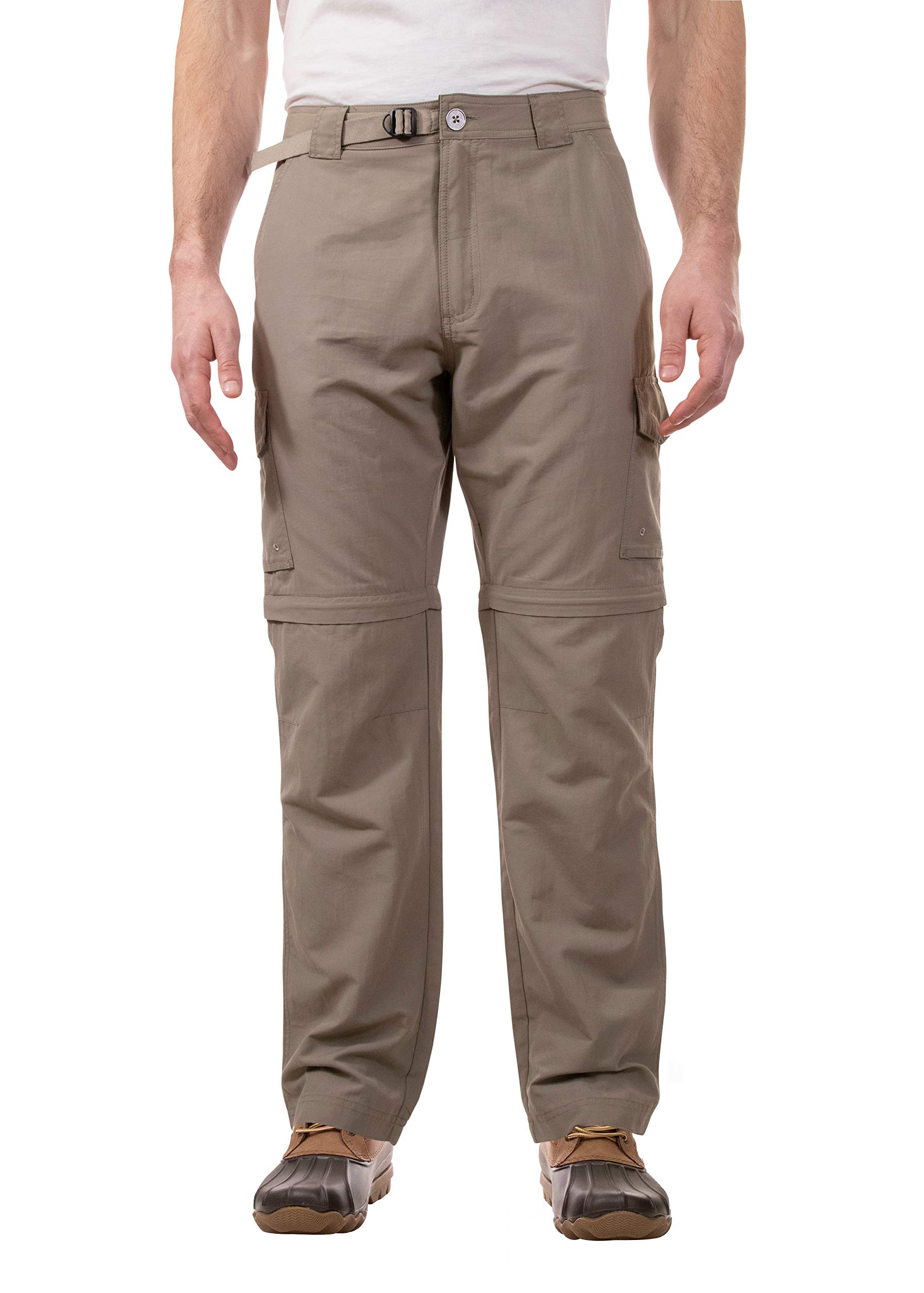 Swiss Alps Mens UPF 30+ Sun Protection Multi Pocket Convertible Pants, Khaki, 32/32