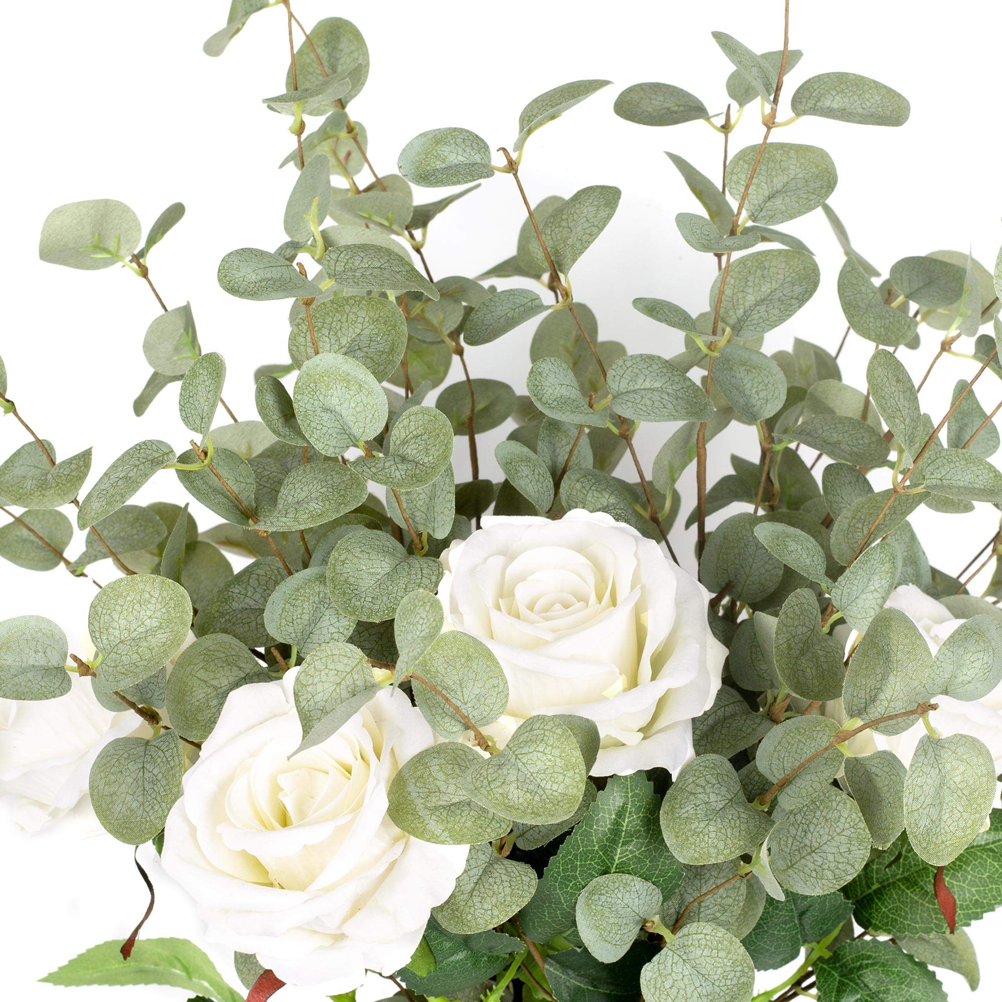 VGIA 6 Pcs Artificial Plants Eucalyptus Stems Eucalyptus Leaf Spray in Green Greenery Stems Silk Plastic Plants Floral for Home Party Wedding Decoration