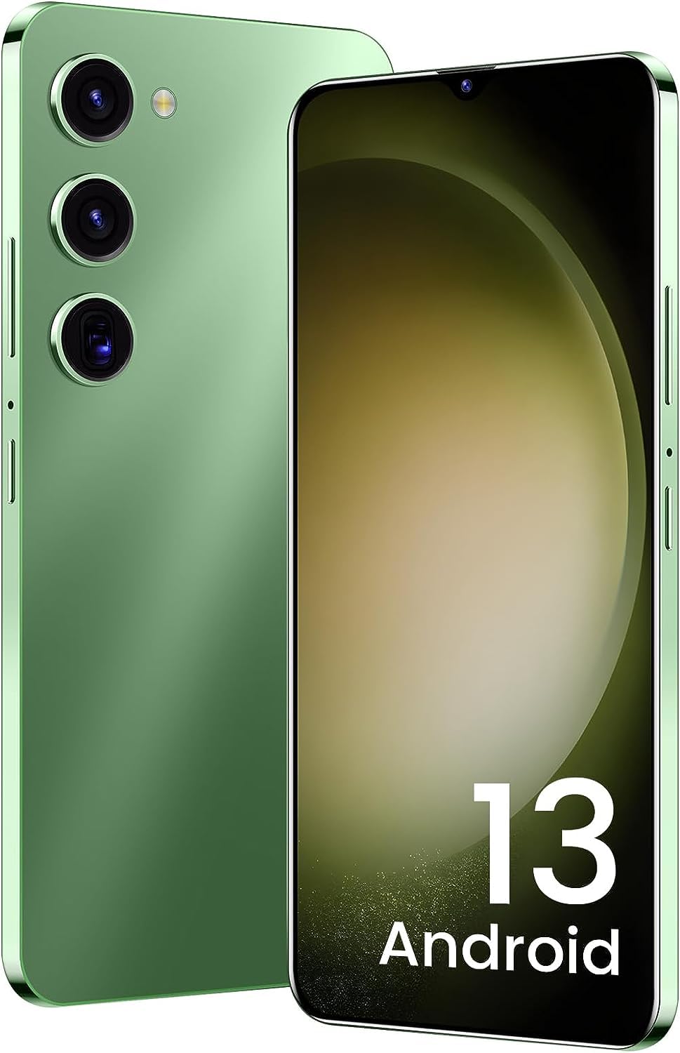 SANSHREUNI C23 Android 13 Phone Unlocked, 6GB+256GB Unlocked Cell Phones, 6.1" FHD+ Display 120HzD, Octa-Core CPU, 64MP Main Camera, 5800mAh Battery, Dual SIM, GPS, Face ID 5G Smartphone (Green)