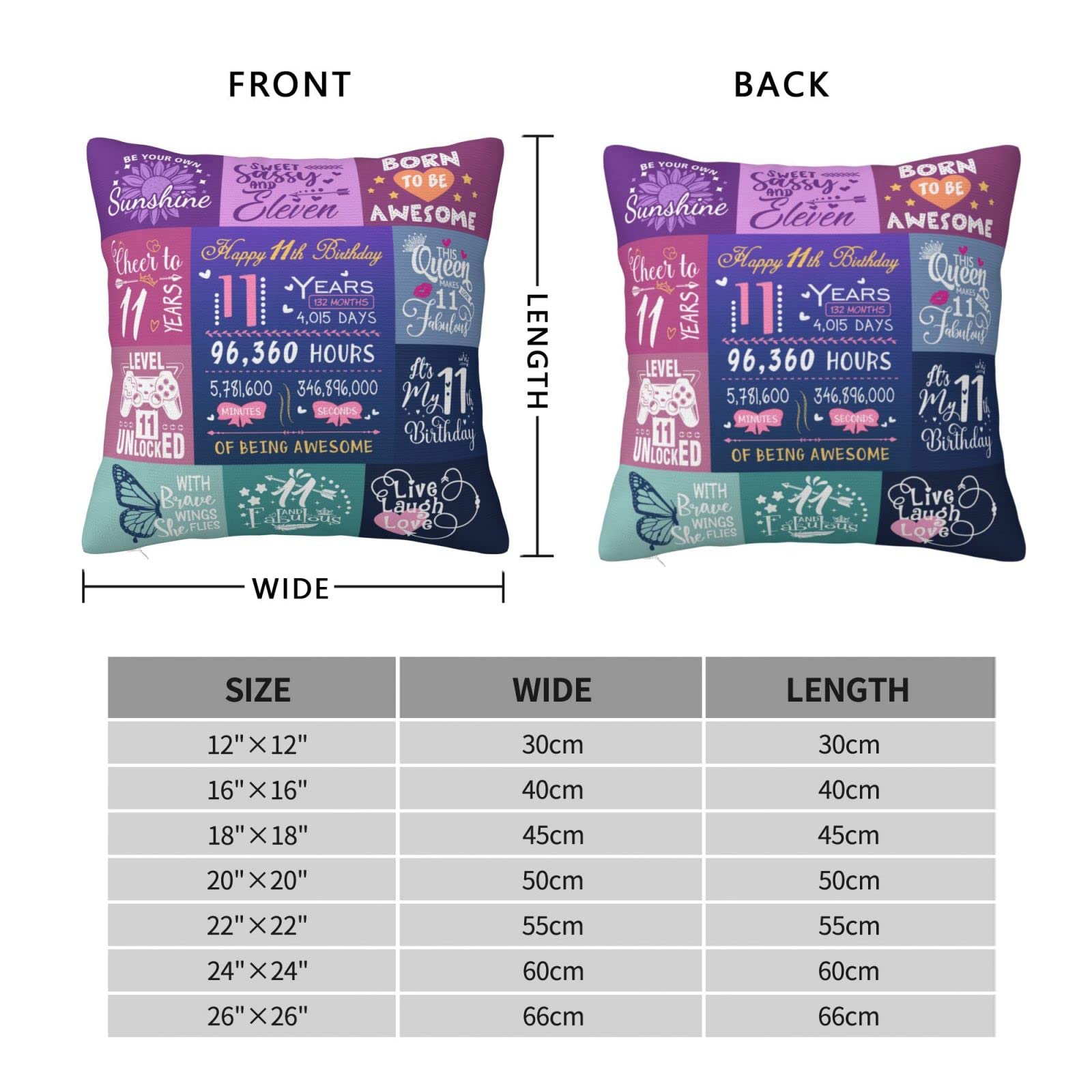 TRISG 11th Birthday Gifts for Girls, Birthday Gifts for 11 Year Old Girls,11 Year Old Girl Birthday Gifts, Birthday Gift 11 Year Old Girl,11 Year Old Girl Birthday Gift Ideas Pillow Covers 18x18