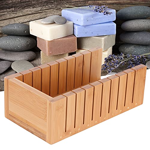 Soap Cutter, Soap Cutting Box with Straight Wavy Stainless Steel Knife, Sturdy Durable Wooden Soap Making Kit for Cutting Cakes Muffin Biscuits