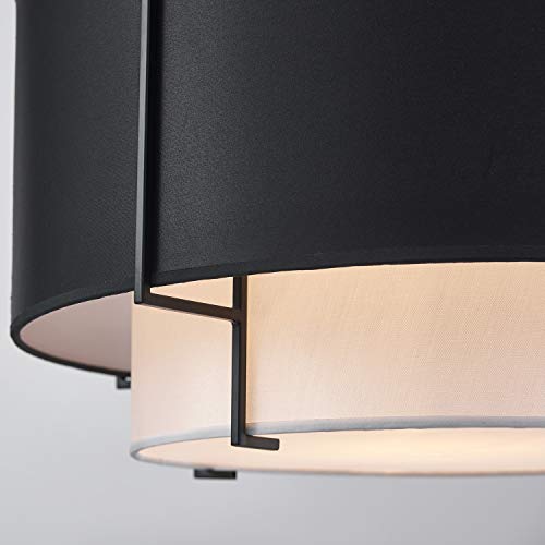 Saint Mossi 4-Lights Modern Fabric Chandelier for Dining Room, Black Farmhouse Chandelier Light Fixture Merged with Drum Style,Black Pendant Light Fixtures,H12 x D20,Down Rod Adjustable