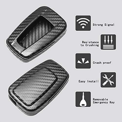 TANGSEN Smart Key Fob Case Compatible with Toyota Corolla Hatchback C-HR Prius RAV4 2 3 Button Keyless Entry Remote Personalized Protective Cover Plastic 3D Carbon Fiber Emboss
