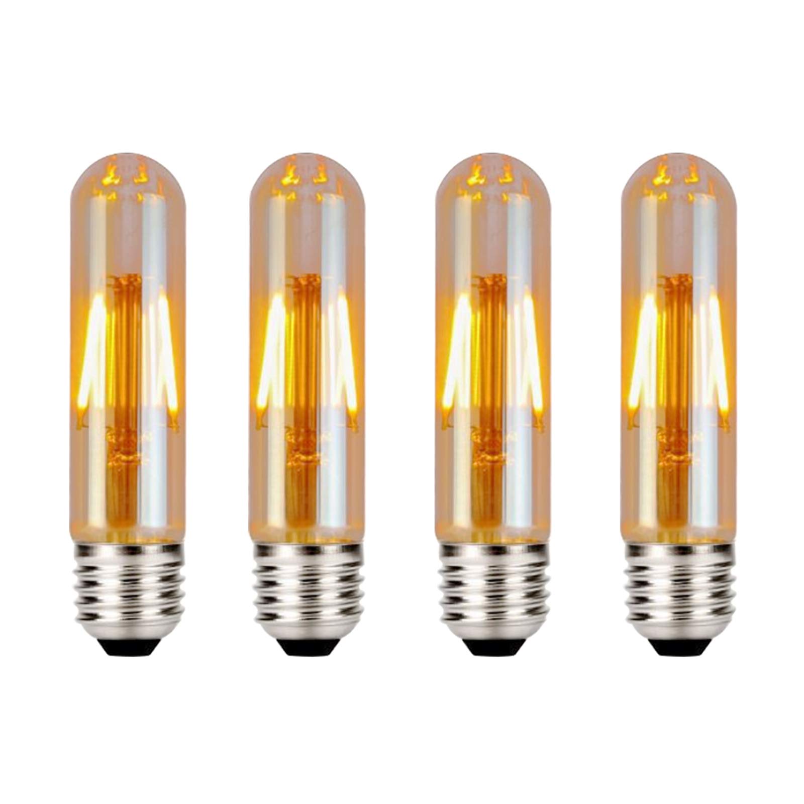 Vintage LED Edison Tubular Light Bulbs, Dimmable, E26 Base, 60W Equivalent, T10 T30, 6W 480 Lumens, 2200K Soft White, Flicker-Free Lighting for Chandeliers and Industrial Wall Sconces, 4 Pack