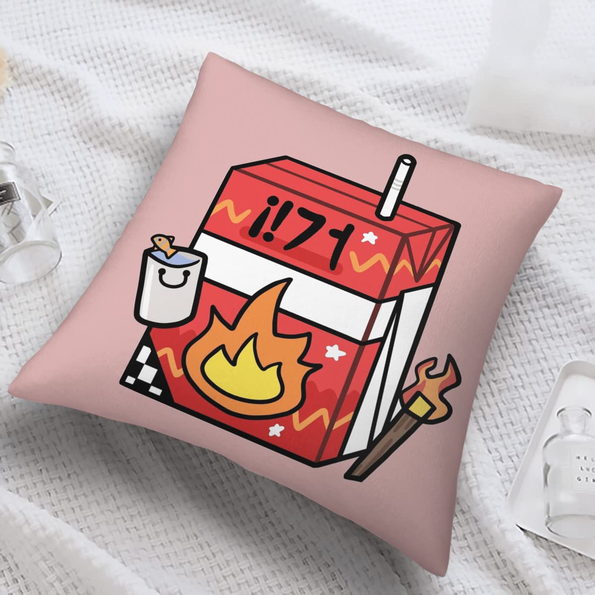 Sapnap Juice Box Velvet Throw Pillow Covers Sofa Pillowcase Car Square Throw Pillowcases Home Decoration Game 18in*18in