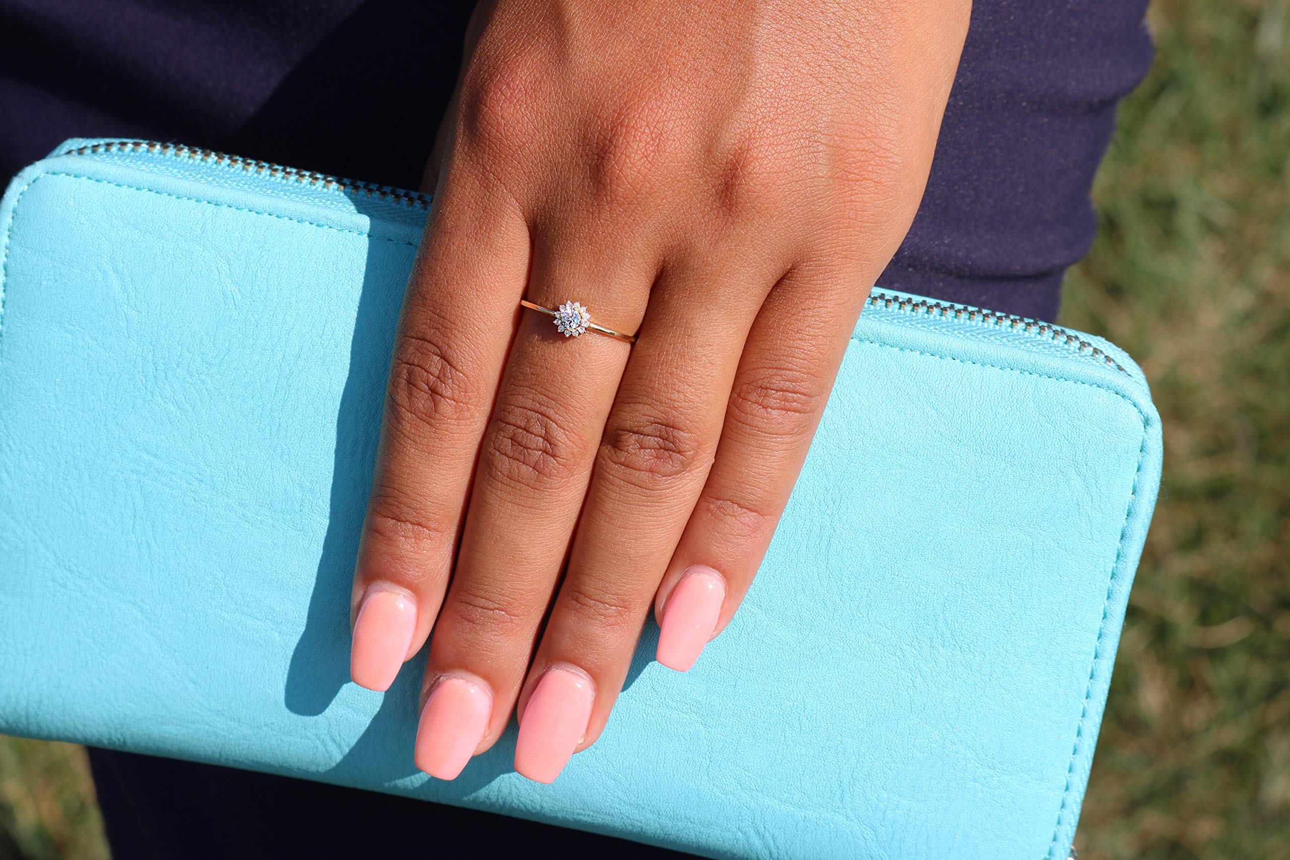 TILO JEWELRY 10k Yellow Gold Halo Ring with CZ (7)