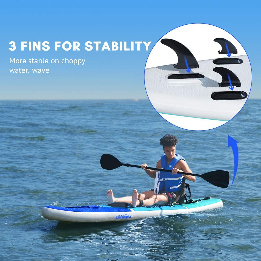 Zupapa Inflatable Stand Up Paddleboard with SUP Accessories, Non-Slip Deck - Perfect for Adults, Kids, and Dogs