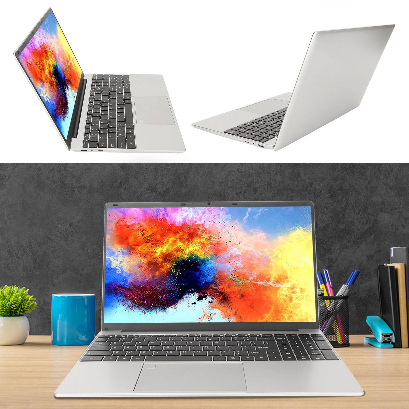 Tangxi Ultra Thin 15.6inch Laptop for Windows 11, 1920x1080 FHD IPS Eye Protection Notebook Computer with Fingerprint Reader, Business Laptop for Intel Celeron N5095