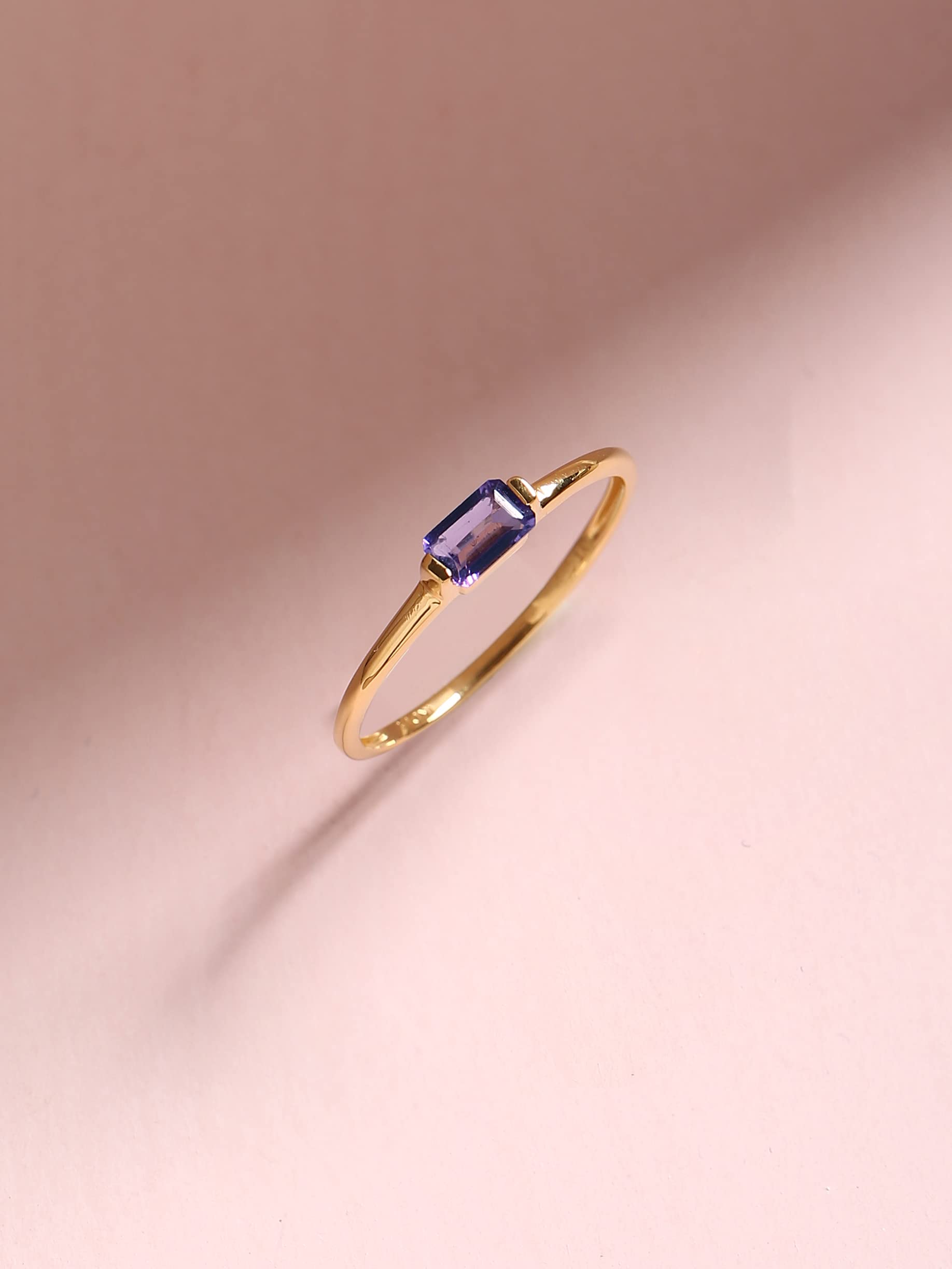 YoTreasure 0.27 Ct Amethyst 10k Yellow Gold Band Ring Jewelry