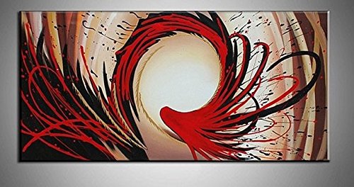 Seekland Art Hand Painted Abstract Oil Painting on Canvas Modern Wall Deco Artwork Framed Ready to Hang Contemporary Picture (Framed 48 * 24 inch)