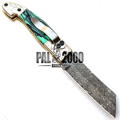 PAL 2000 KNIVES POC-9777 Folding Knife Handmade Damascus Steel Pocket Knife Resin Handle