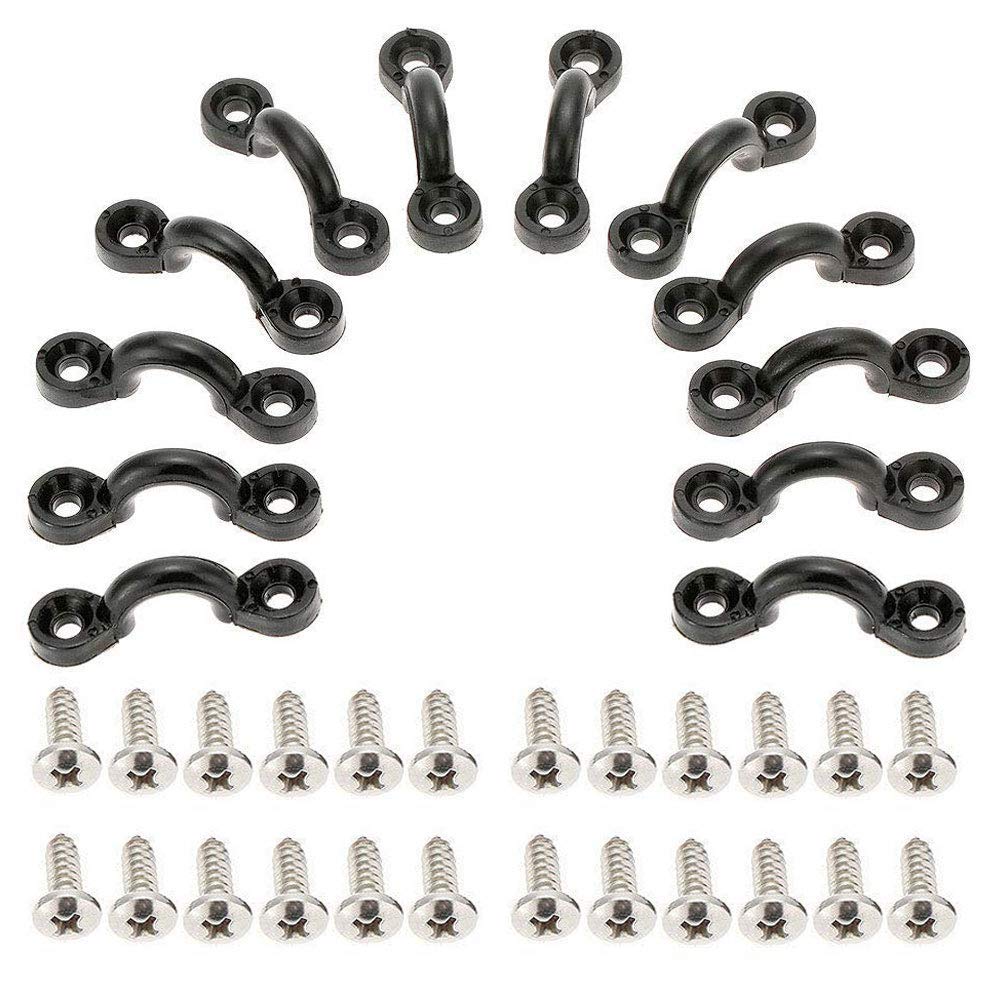 YiMusic 12 Pieces Nylon Kayak Deck Loops Pad Eyes with Screws Suit for Fixed Kayak Deck Lines Run Shock Cord Rigging