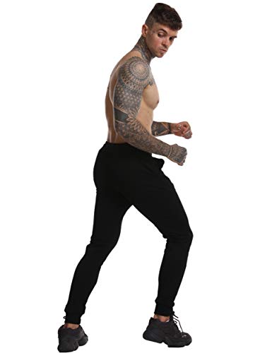 YKB Men's Gym Jogger Pants Sport Workout Training Slim Tapered Sweatpants Running Joggers for Men Black