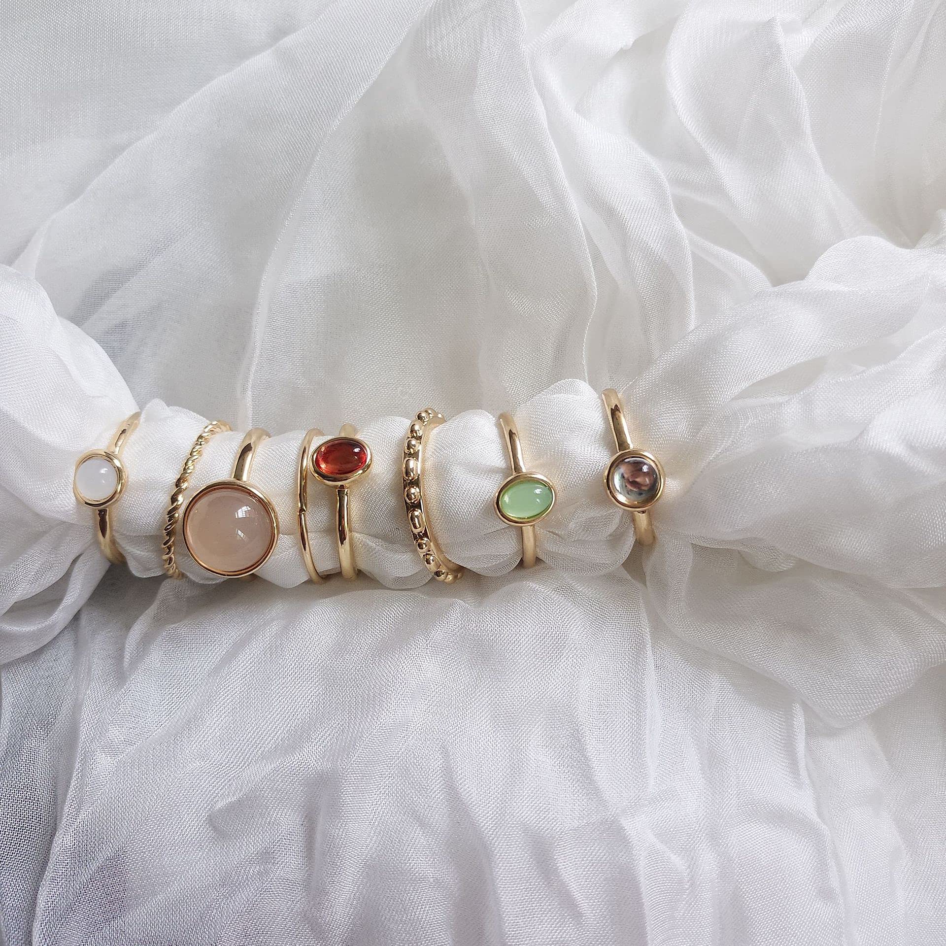 ZZ ZINFANDEL 8-12 Pieces Stackable Joint Knuckle Midi Finger Ring Sets,Boho Vintage Crystal Snake Sunflower Moon Star Crown Rings for Women(12pcsA)