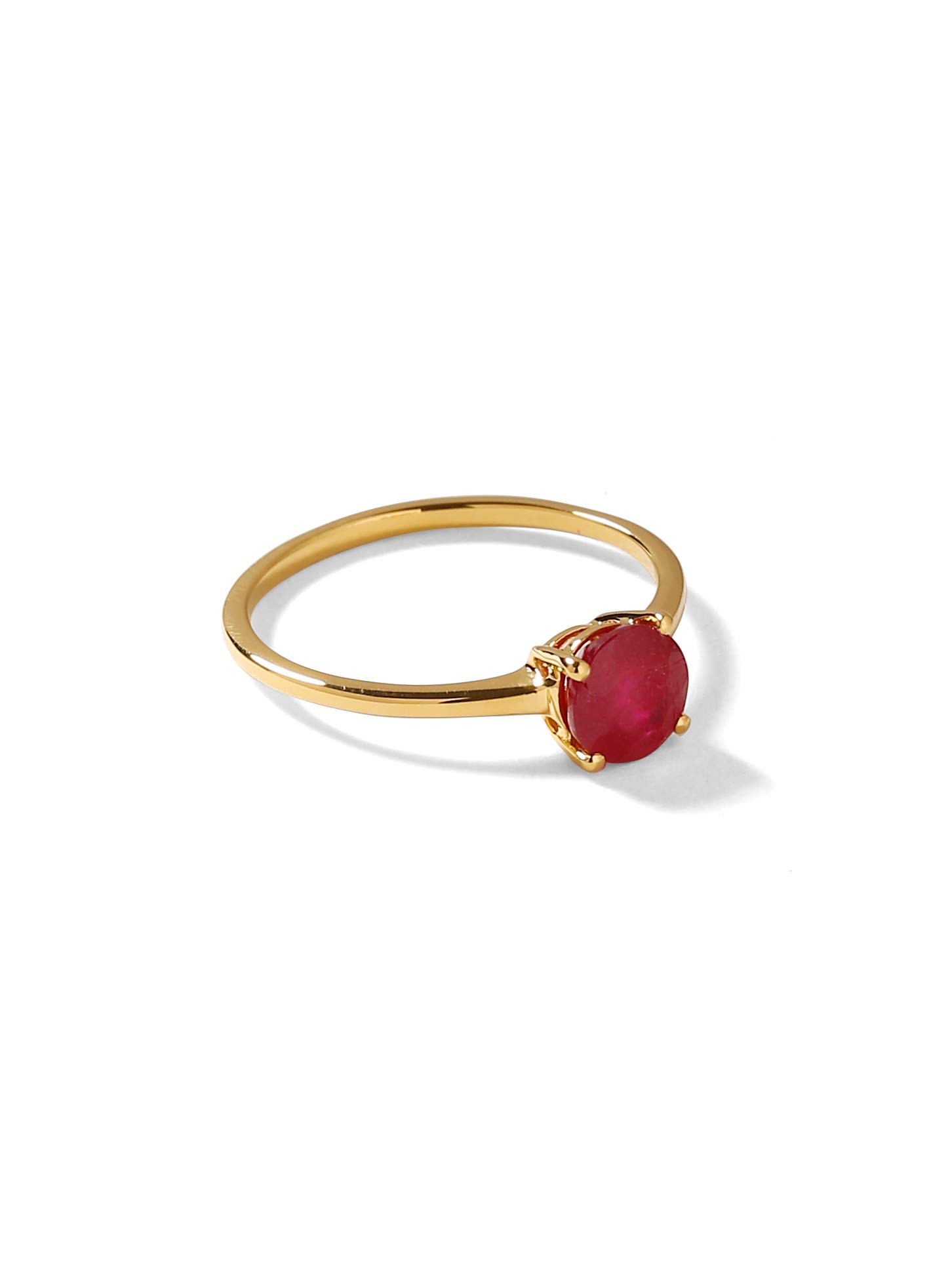 YoTreasure 1.05 Ct Glass Filled Ruby Solid 10k Yellow Gold Solitaire Ring Jewelry (8)