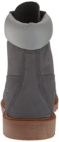 Timberland Men's 6 Inch Basic Waterproof Boots with Padded Collar, Dark Grey Nubuck, 9