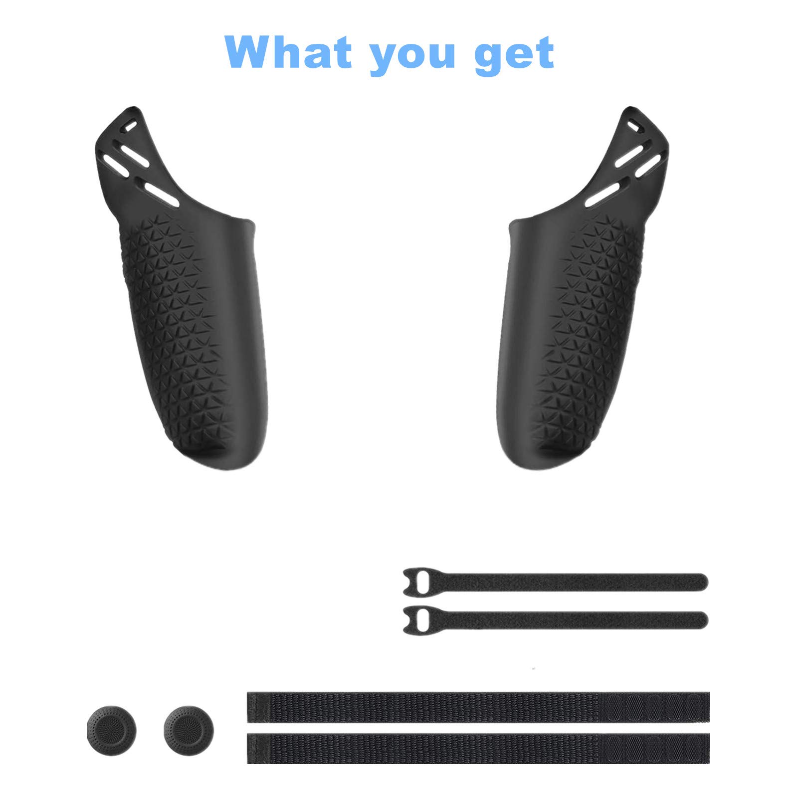 Touch Controllers Grips Cover Compatible with Oculus Quest 2 - Quest 2 Accessories Controller Grips with Wrist Knuckle Strap - Anti-Throw Handle Protective Rubber Grips Cover (TPU, Black)