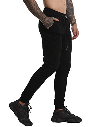 YKB Men's Gym Jogger Pants Sport Workout Training Slim Tapered Sweatpants Running Joggers for Men Black