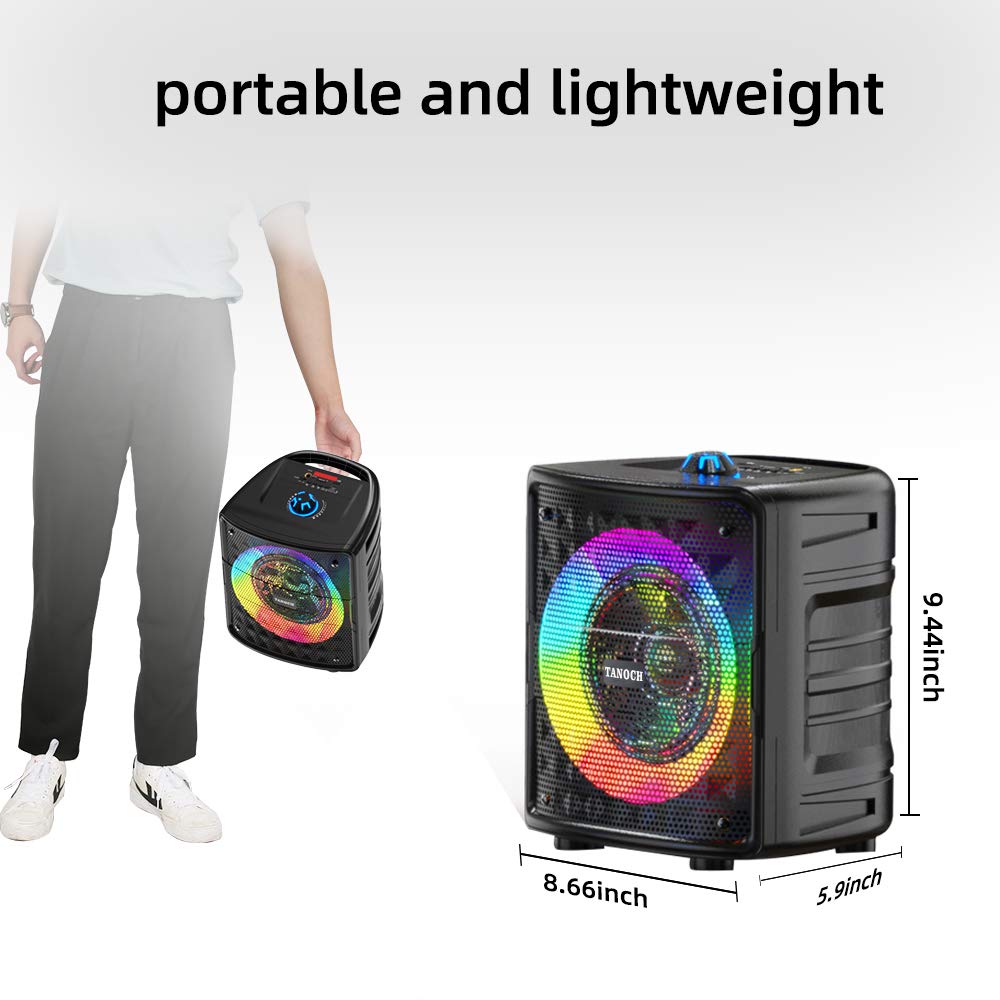 TANOCH Portable Karaoke Machine for Kids & Adults, Bluetooth Speaker with Wired Microphone for Party, Wireless PA Sound System with FM Radio, Audio Recording, TF/USB Supported Christmas Gift…