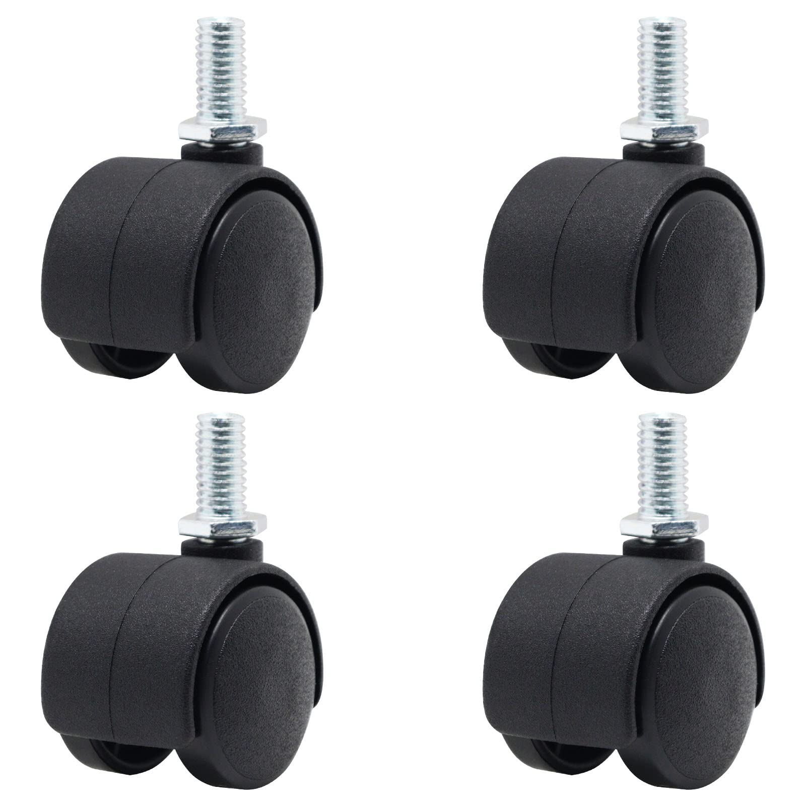 SWZHAI 1 Inch Casters Set of 4, Plastic Threaded Stem Caster Wheels Replacement Casters, M8 Stem Furniture Wheel Castor Wheels for Tables, Workbenches, Kitchen Shelf