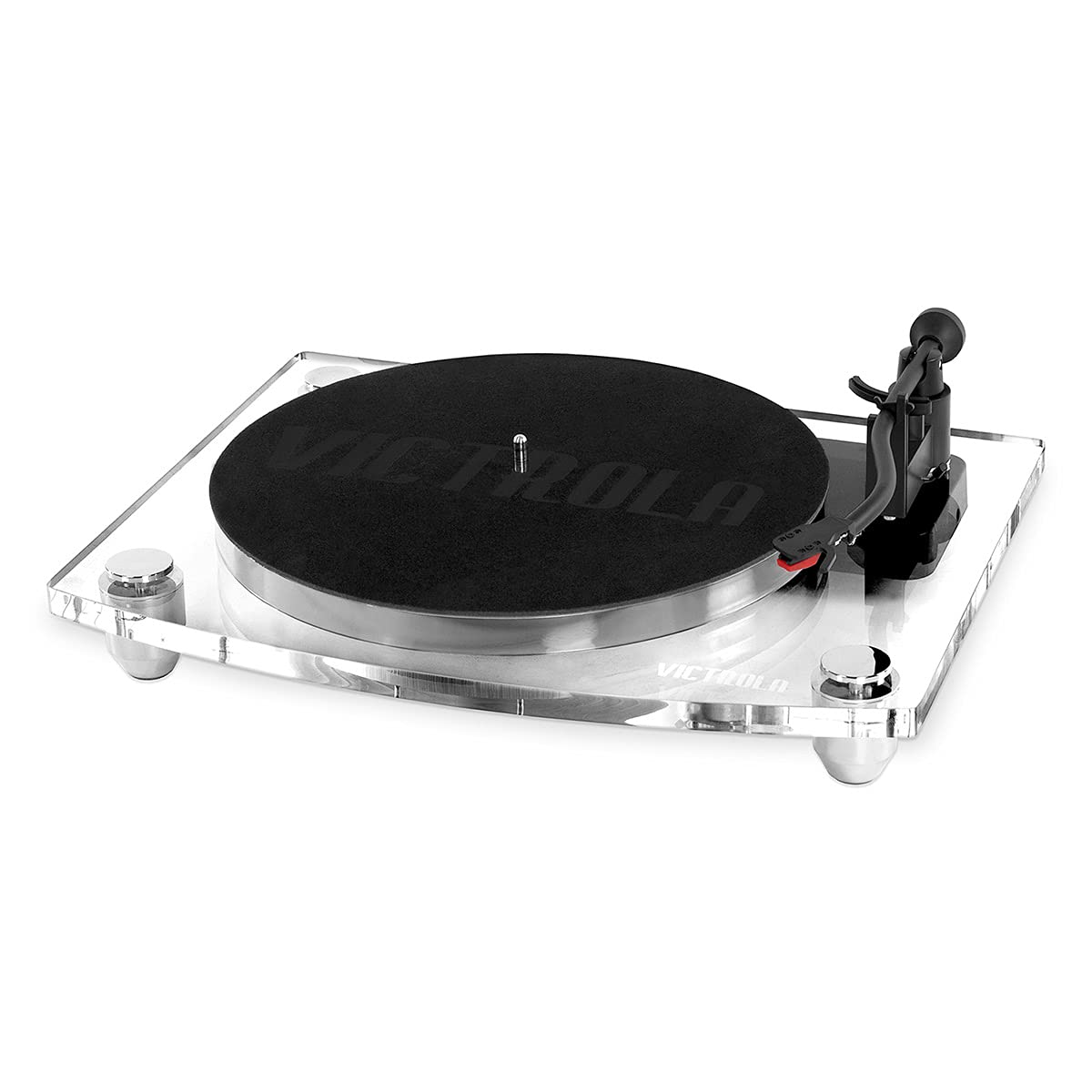 Victrola Modern Acrylic 2-Speed Bluetooth Turntable with 40-Watt Wireless Speakers, Clear