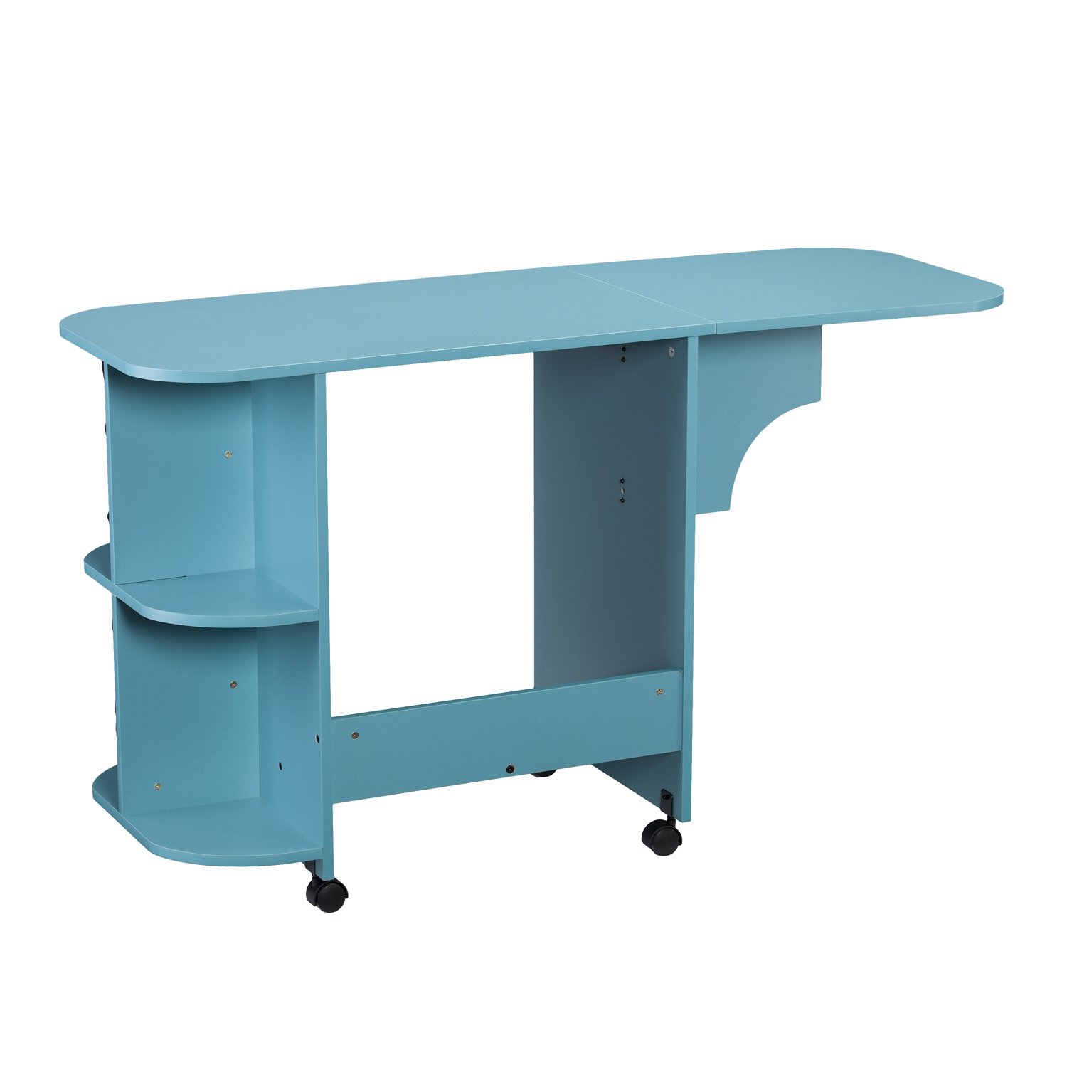 SEI Furniture Eaton Expandable Rolling Craft Station Sewing Table, White