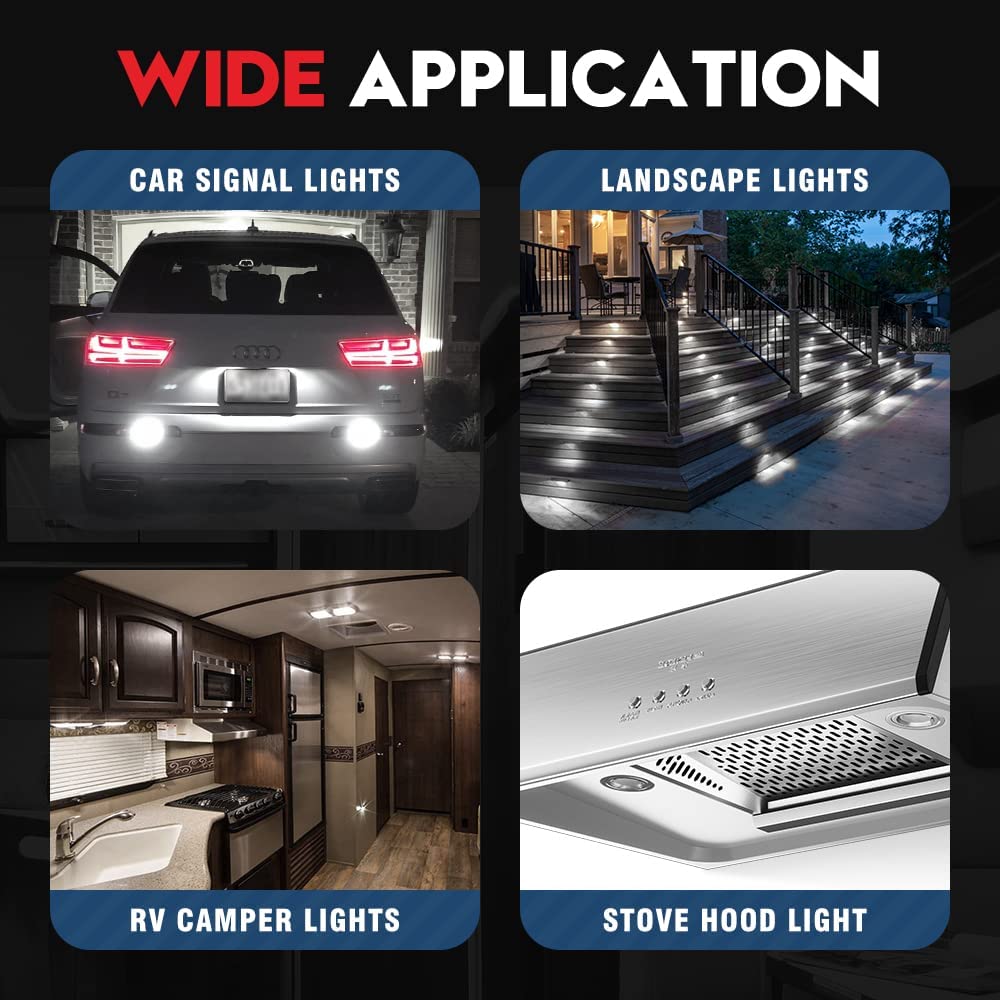 VEHICODE 921 LED Bulb RV Interior White 912 922 906 194 T10 Wedge Base Dome Light 12V Replacement for Camper Trailer Cargo Marine T15 Car Reverse T5 Landscape Outdoor Lamp (20 Pack)