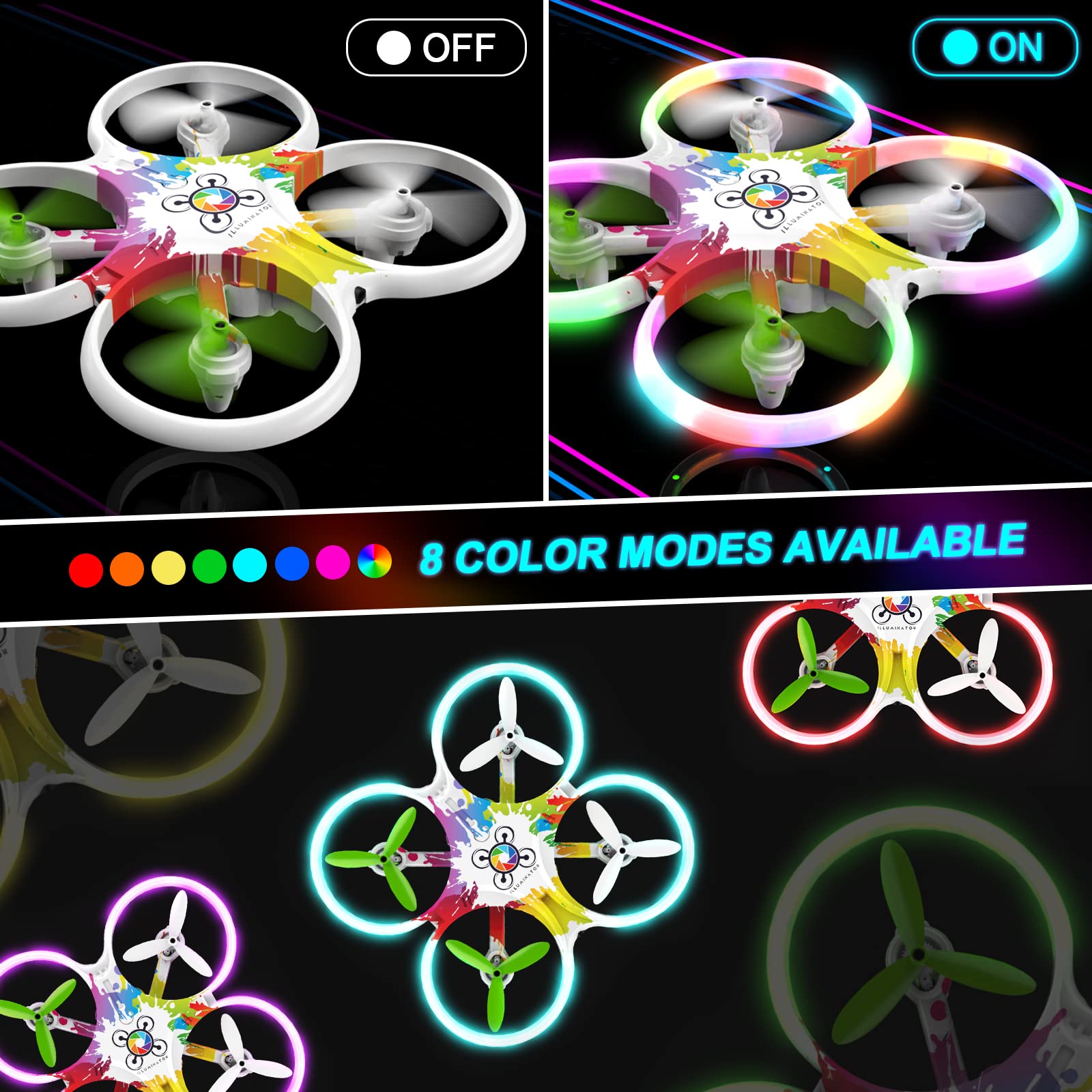 Tech rc Drone for Kids, LED Remote Control Drones Quadcopters for beginners, Headless Mode, 4-Channgel Remote Control ,3D Flips , LED Light Adjustment, 2 Drone Batteries and Gifts for Boys and Girls
