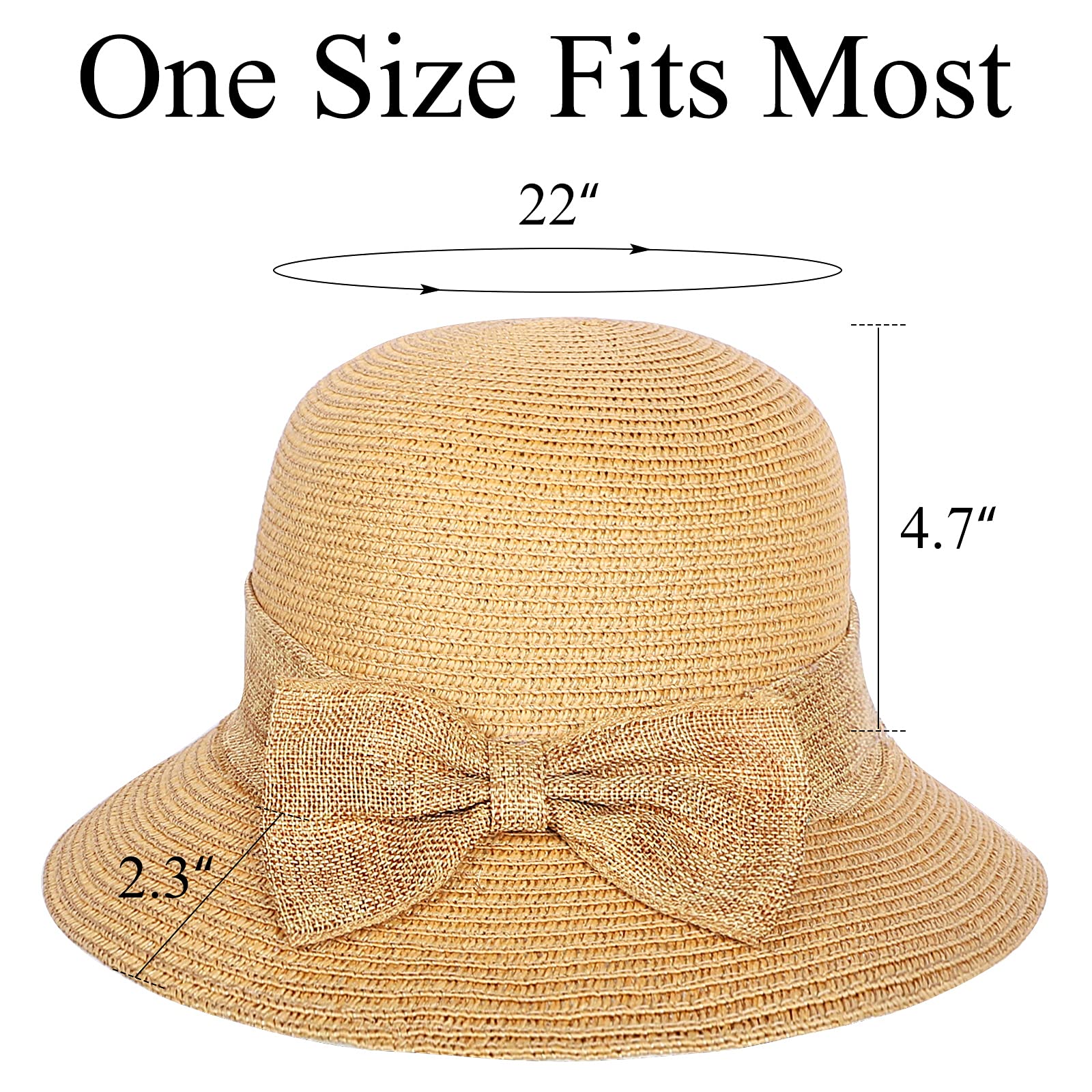 Ysoazgle Womens Straw Wide Brim Sun Hats (Khaki)
