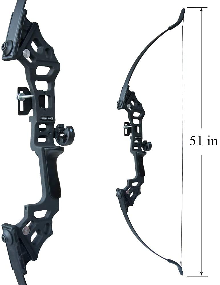 YoouDamy Takedown Recurve Bow and Arrows Set for Adults Metal Riser Longbow Kit Right Hand Straight Bow 51 inch Archery Bow for Beginner Hunting Shooting Practice 30 40 50lb (30lbs)