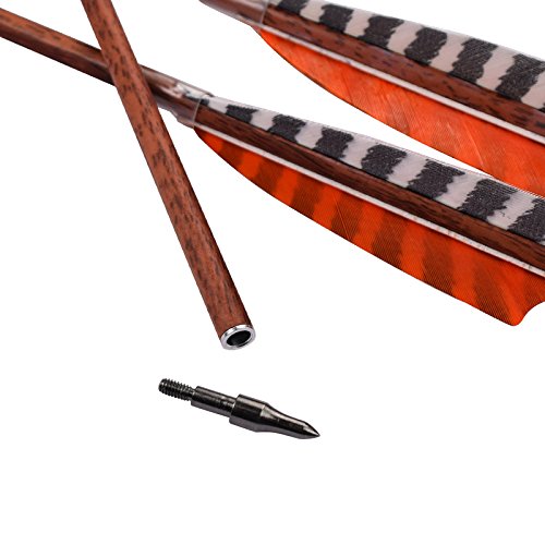 Turkey Feather Carbon Arrows Spine 400 Archery Arrows for Recurve Bow Screw in Tips 30 inch (12pcs)