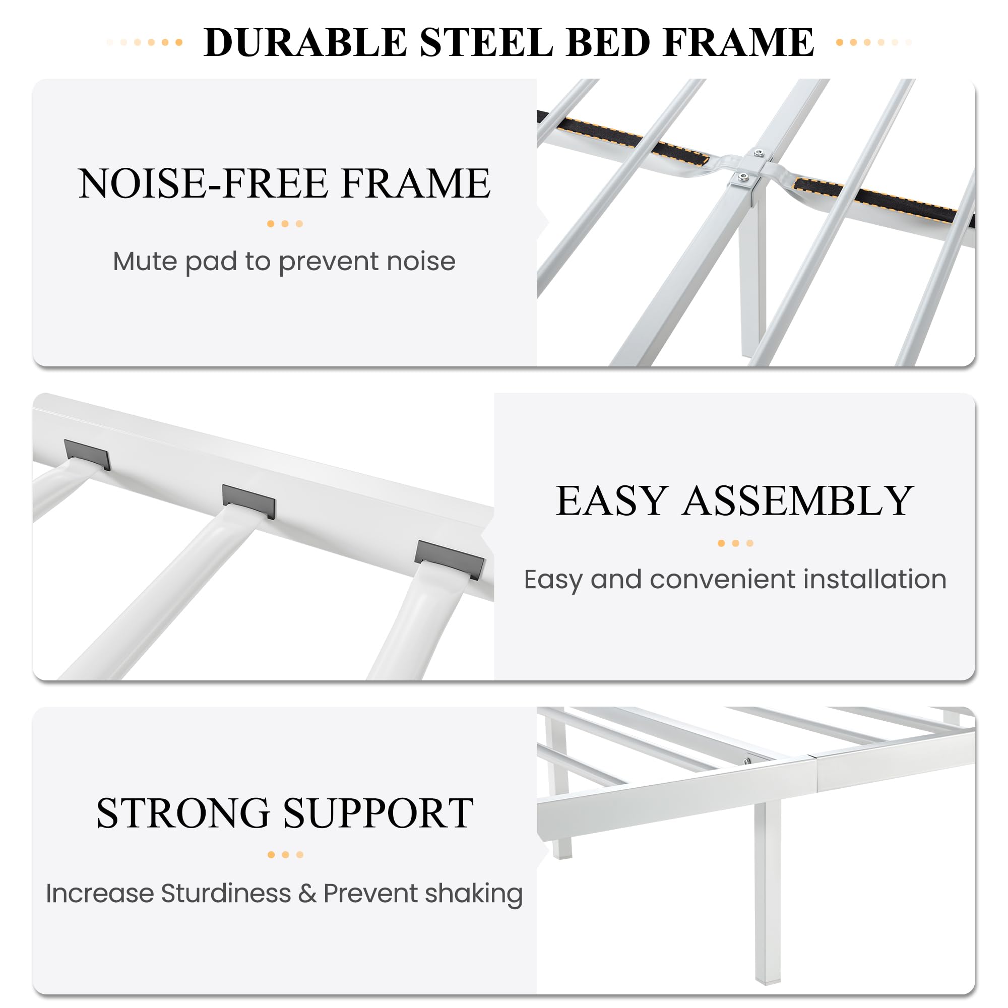SHA CERLIN Full Size Bed Frame with Headboard,Metal Bed Frame with Butterfly Pattern Design Headboard & Footboard,No Box Spring Needed,Easy Assembly,White