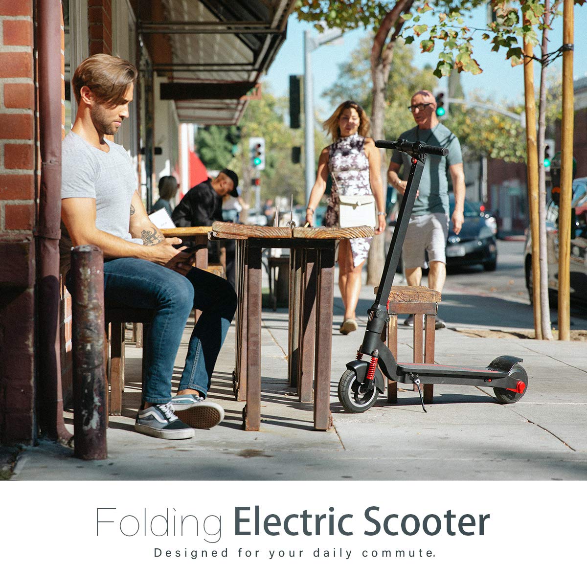 XPRIT 8" Electric Scooter with Shock Absorbers, Up to 13 Miles Range, Commuting Scooter (Black)