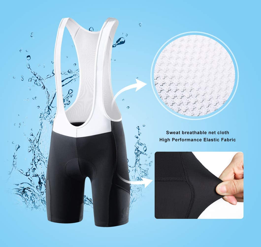 Santic Men's Cycling Bib Shorts 4D Padded Breathable Road Bike Cycling Bibs Biking Bicycle Gel Long Travel White