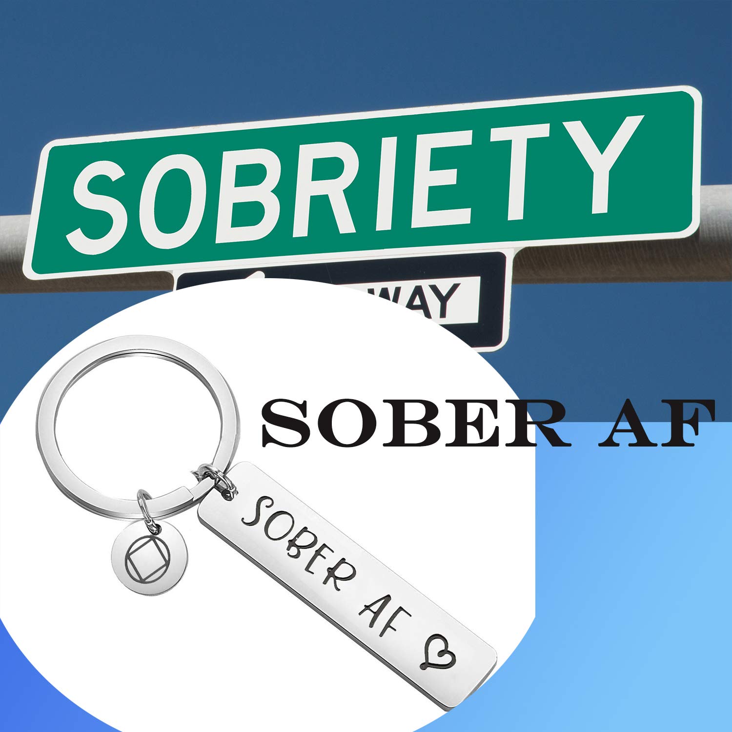 TGBJE Sobriety Gifts Sober AF Keychain AA gift Addiction Recovery Inspirational gift (NA gift)