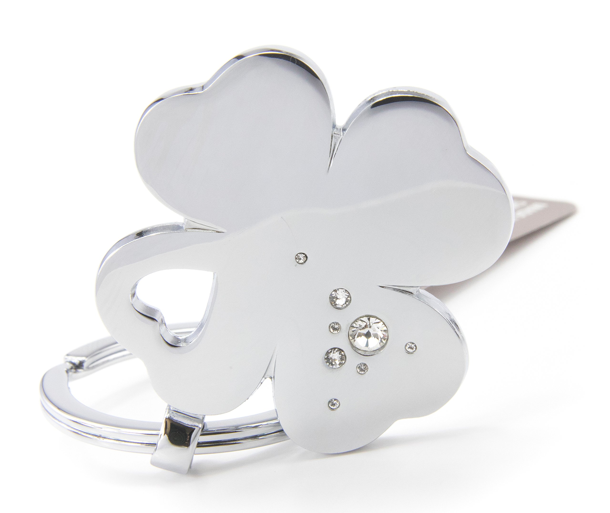 TROIKA Girls Best Friends "Clover" – KR9-30/CH – Keyring – Made with Swarovski® Elements – cast Metal– Shiny – Chrome Plated – Silver – TROIKA-Original